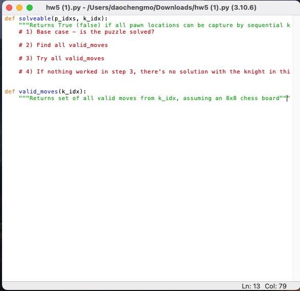 Use recursion to determine if a knight starting in a | Chegg.com