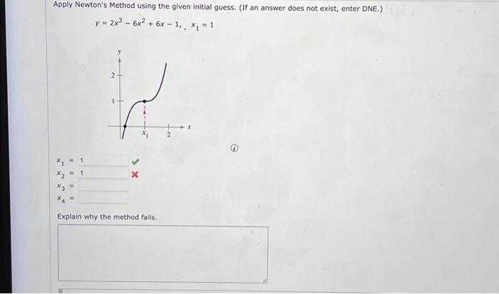Solved Apply Newton's Method using the given initial guess. | Chegg.com