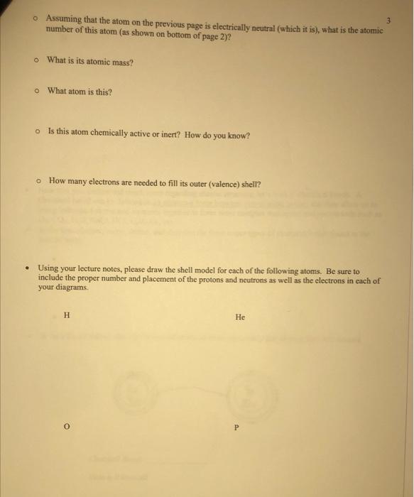 Solved Activity 2: Atomic Structure, Molecules and Chemical | Chegg.com