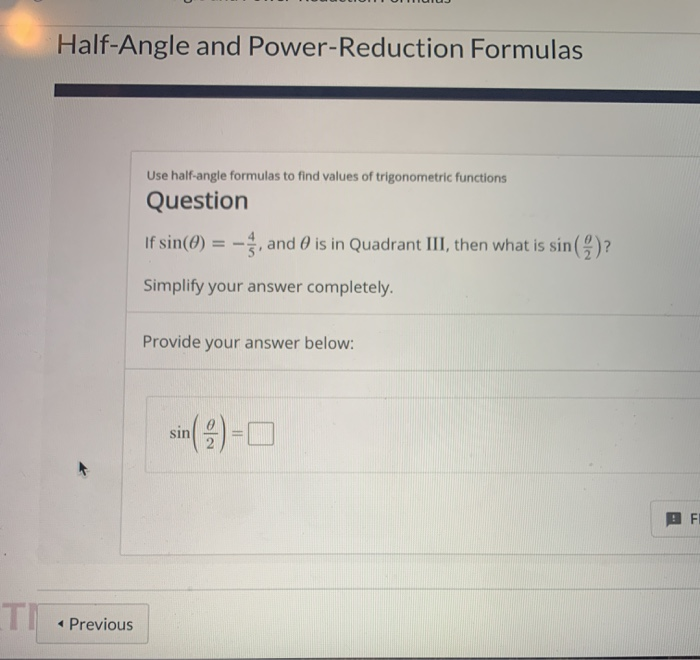Solved Half-Angle and Power-Reduction Formulas Use | Chegg.com