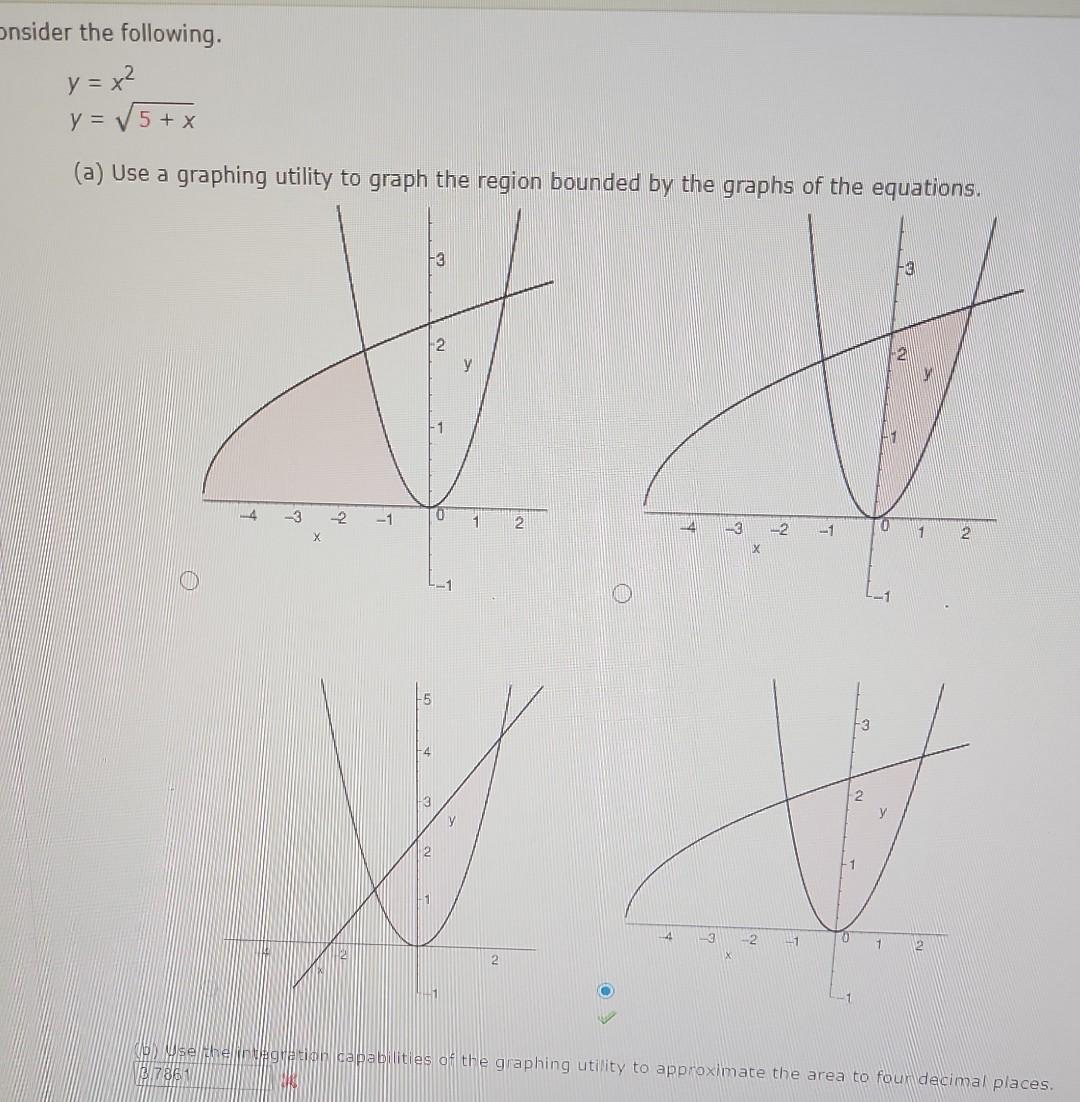 Solved onsider the following. y=x2y=5+x (a) Use a graphing | Chegg.com