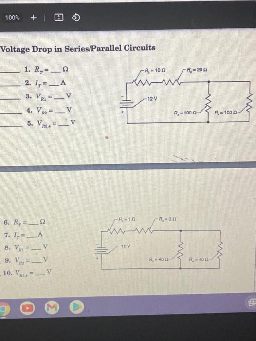 Solved 100% + Voltage Drop in Series/Parallel Circuits - | Chegg.com