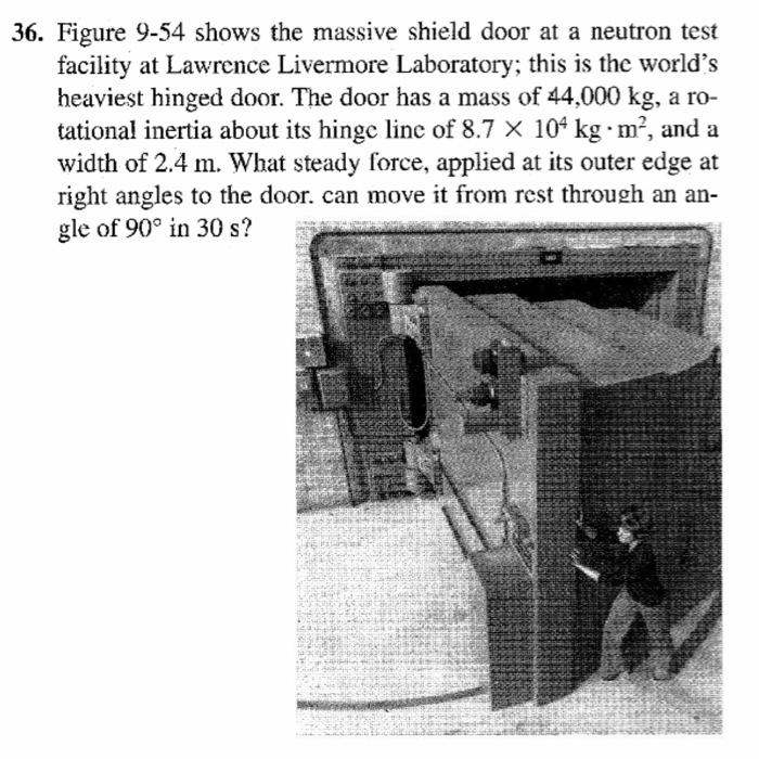 Solved 36. Figure 9-54 shows the massive shield door at a | Chegg.com