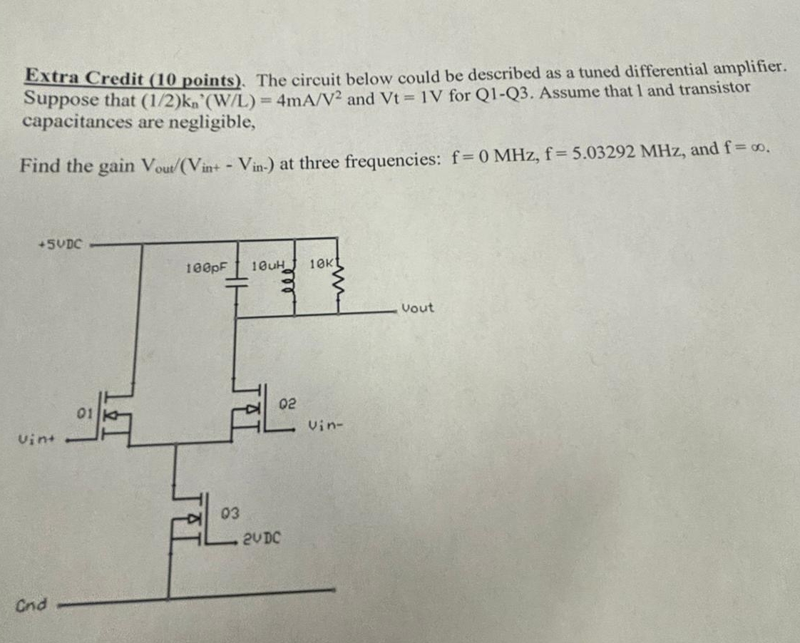 Solved Extra Credit ( 10 ﻿points). ﻿The circuit below could | Chegg.com