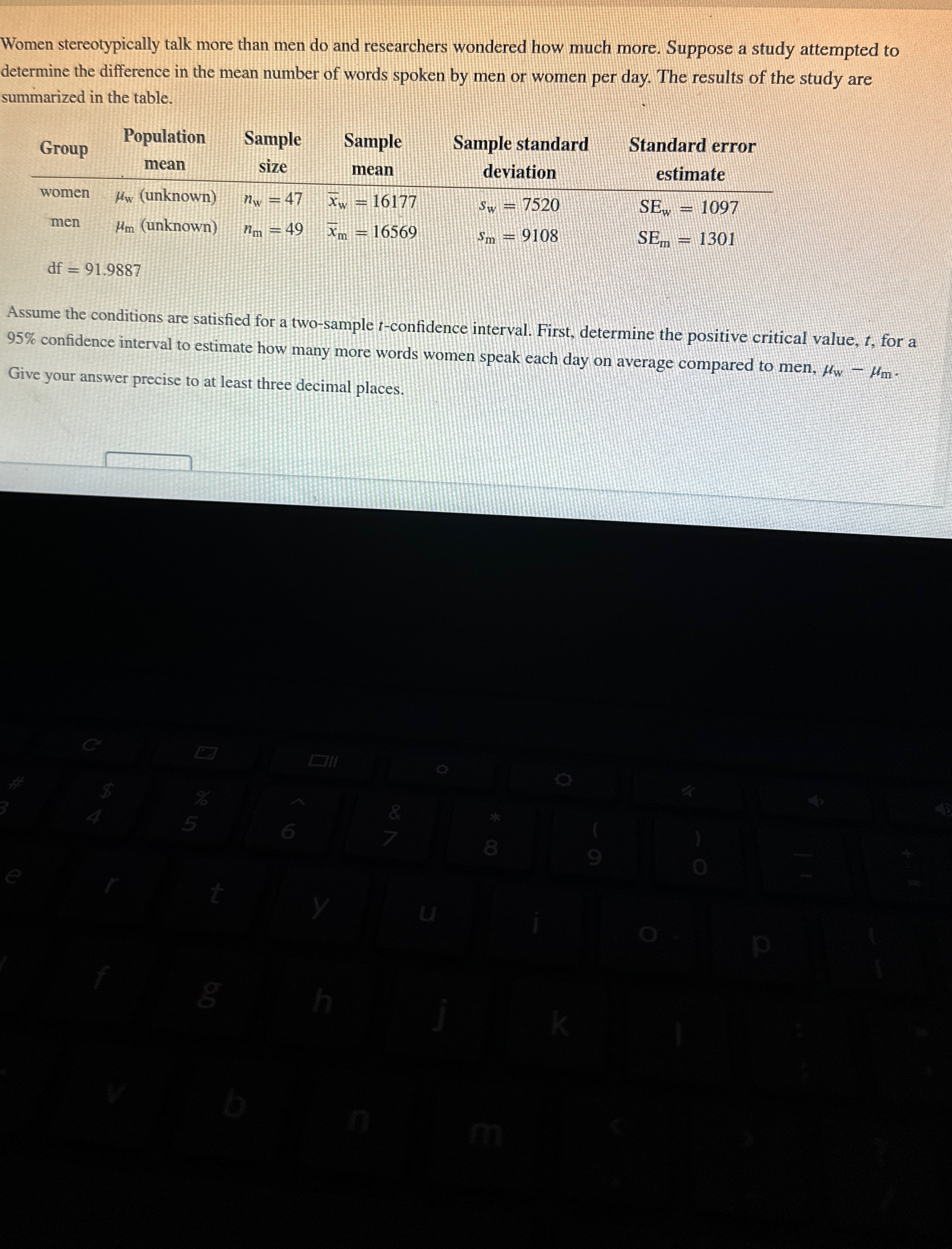 Solved Women stereotypically talk more than men do and | Chegg.com