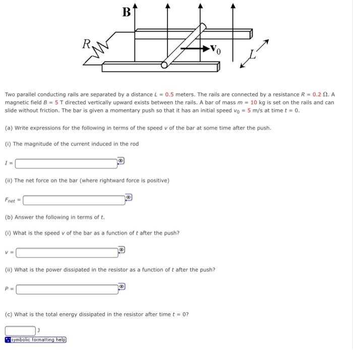 Solved B H R Two parallel conducting rails are separated by | Chegg.com
