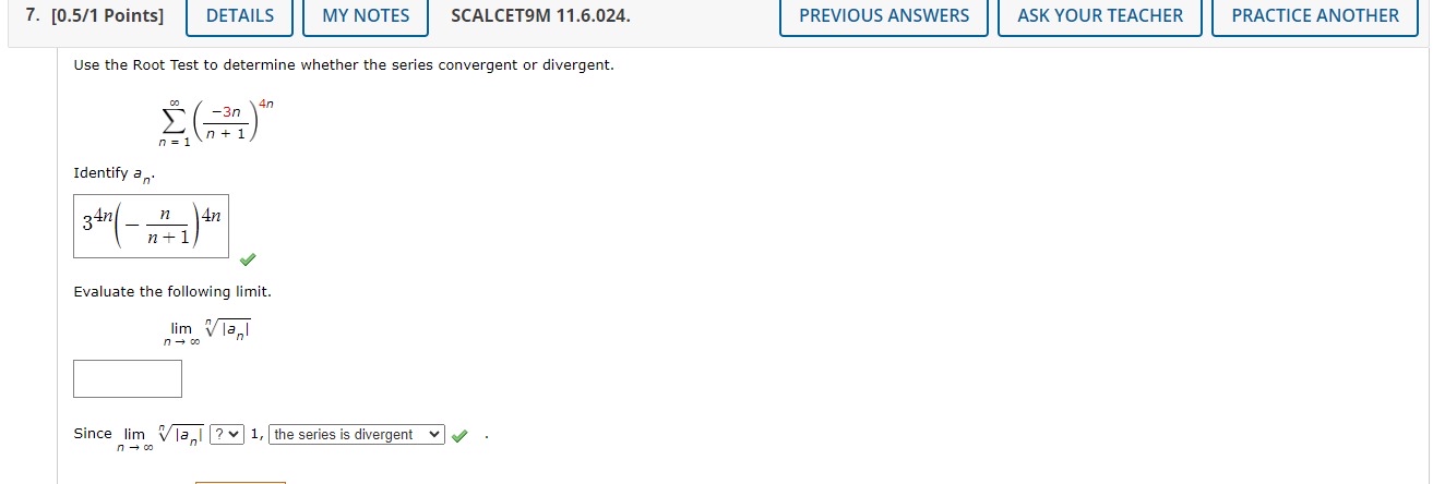 Solved [0.5/1 ﻿Points]SCALCET9M 11.6.024.PREVIOUS ANSWERSUse | Chegg.com