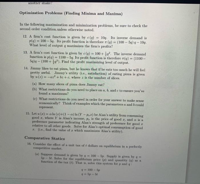 Solved In The Following Maximization And Minimization
