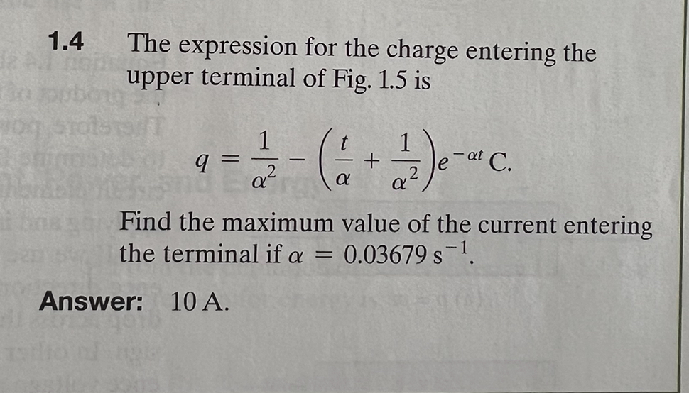 Solved 1.4 ﻿The expression for the charge entering theupper | Chegg.com