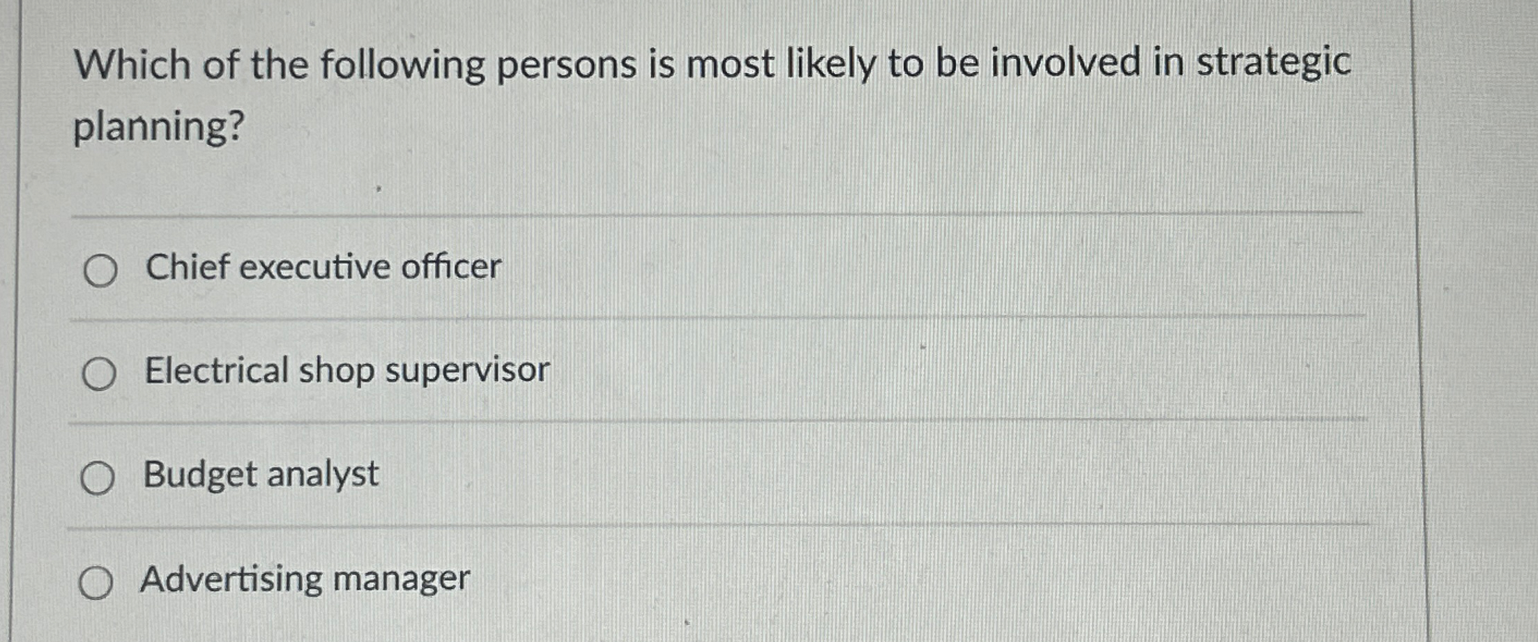 Solved Which of the following persons is most likely to be | Chegg.com