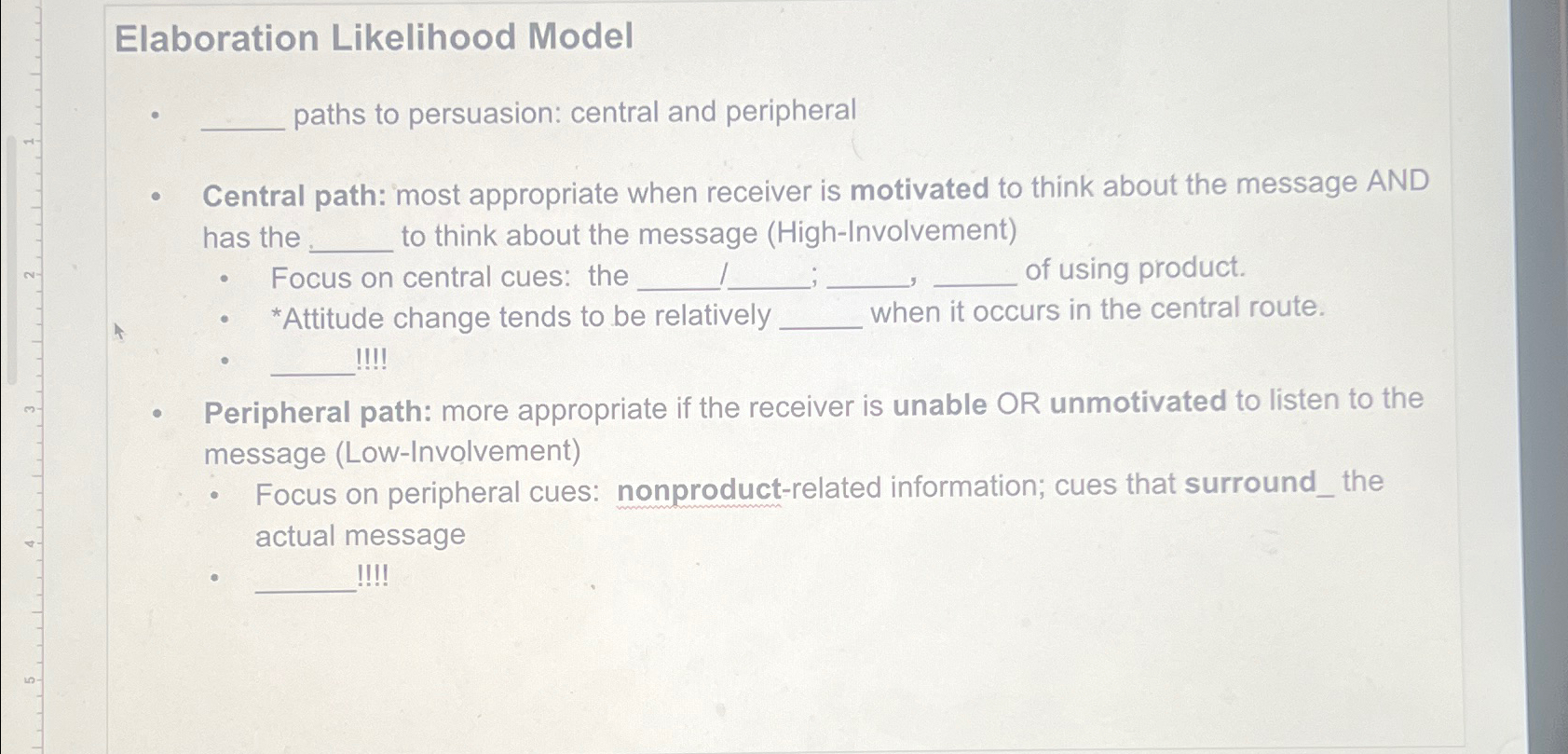 Solved Elaboration Likelihood Model ﻿paths to persuasion: | Chegg.com