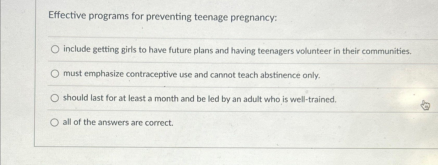Solved Effective programs for preventing teenage | Chegg.com