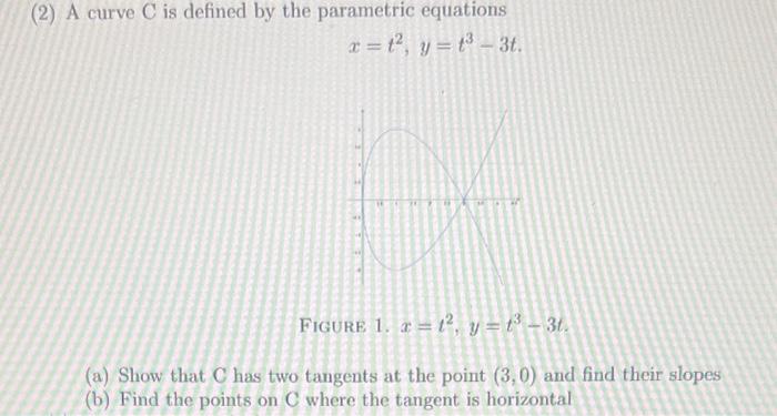 Solved 2 A Curve C Is Defined By The Parametric Equations