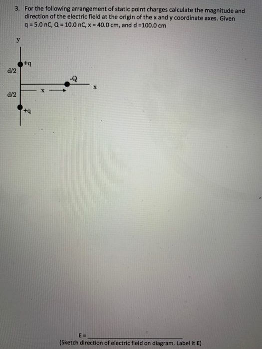 Solved 3. For the following arrangement of static point | Chegg.com