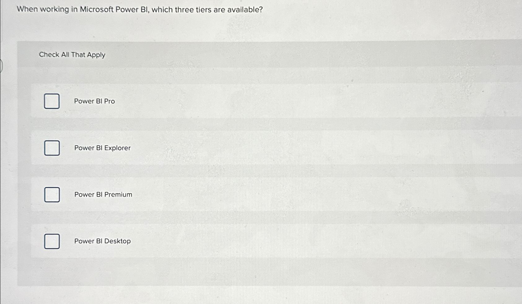 Solved When working in Microsoft Power BI, ﻿which three | Chegg.com