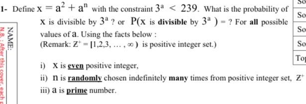 Solved fine x=a2+an with the constraint 3a