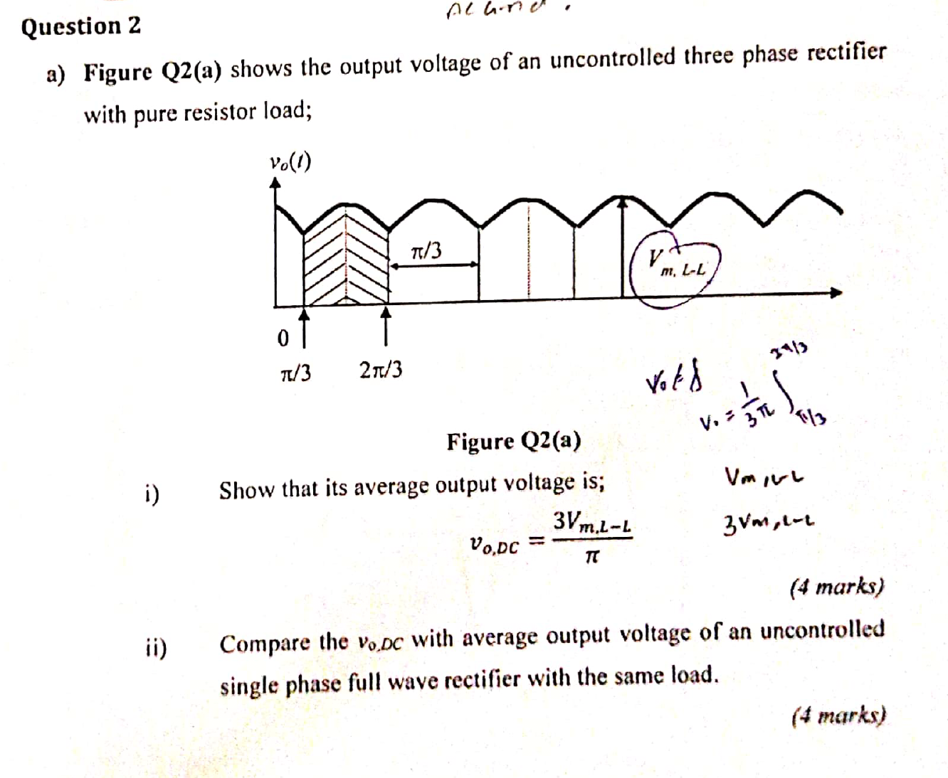 Solved Question 2a) ﻿Figure Q2(a) ﻿shows the output voltage | Chegg.com