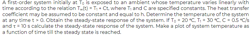 Solved A first-order system initially at T0 ﻿is exposed to | Chegg.com