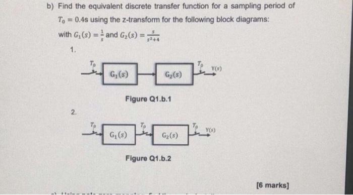Solved b) Find the equivalent discrete transfer function for | Chegg.com