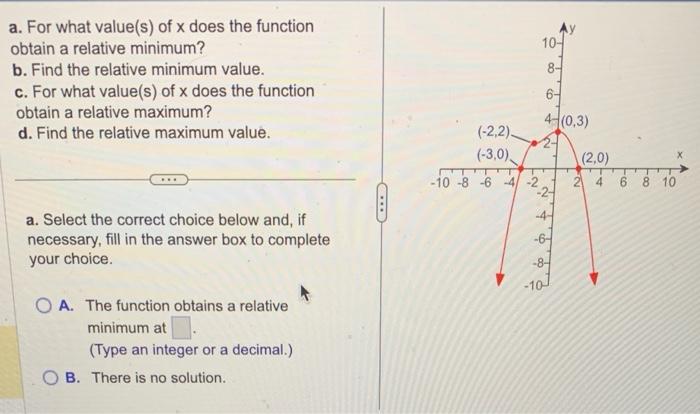 Solved a. For what value(s) of x does the function obtain a | Chegg.com
