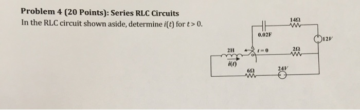 Solved Problem 4 (20 Points): Series RLC Circuits In the RLC | Chegg.com