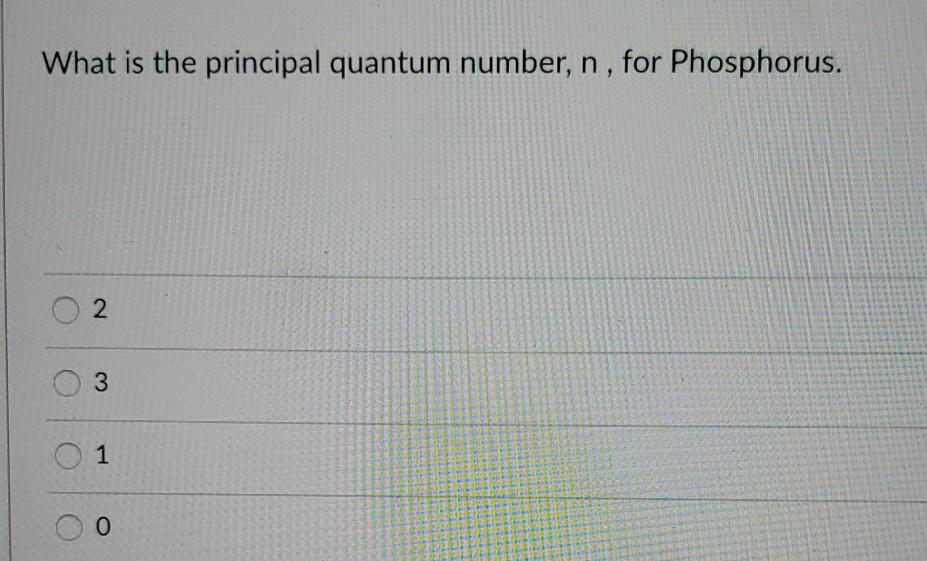 Solved What is the principal quantum number, n, for | Chegg.com