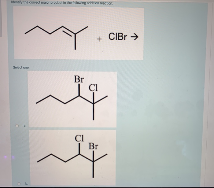 Solved Identify the correct product in the following | Chegg.com