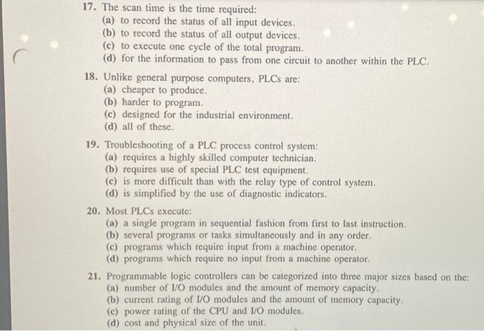 Solved (d) understands only ladder logic. 7. The input | Chegg.com