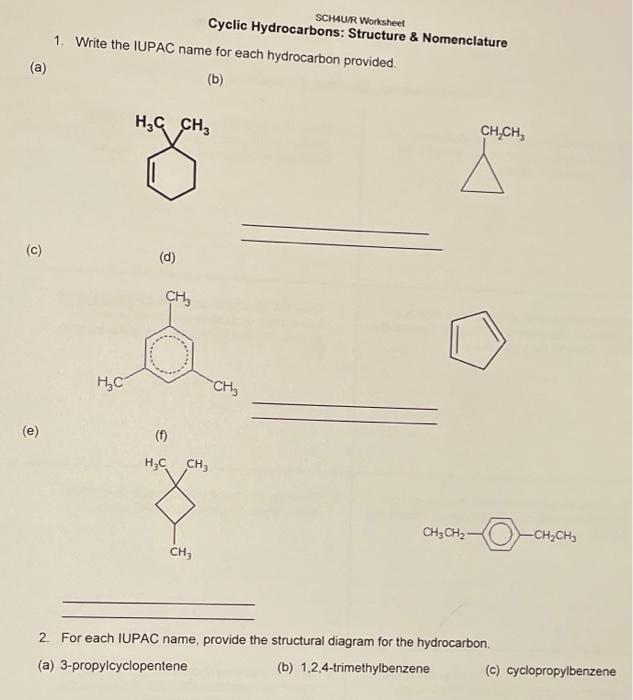 Solved Cyclic Hydrocarbons: Structure & Nomenclature 1. Draw | Chegg.com