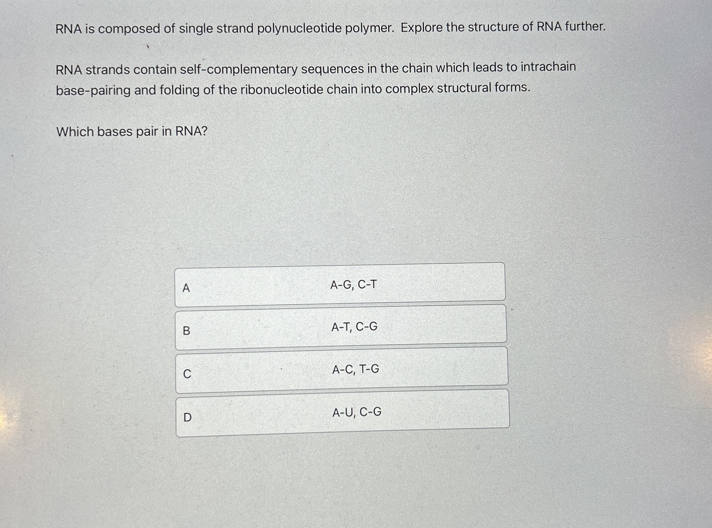 Solved RNA is composed of single strand polynucleotide | Chegg.com