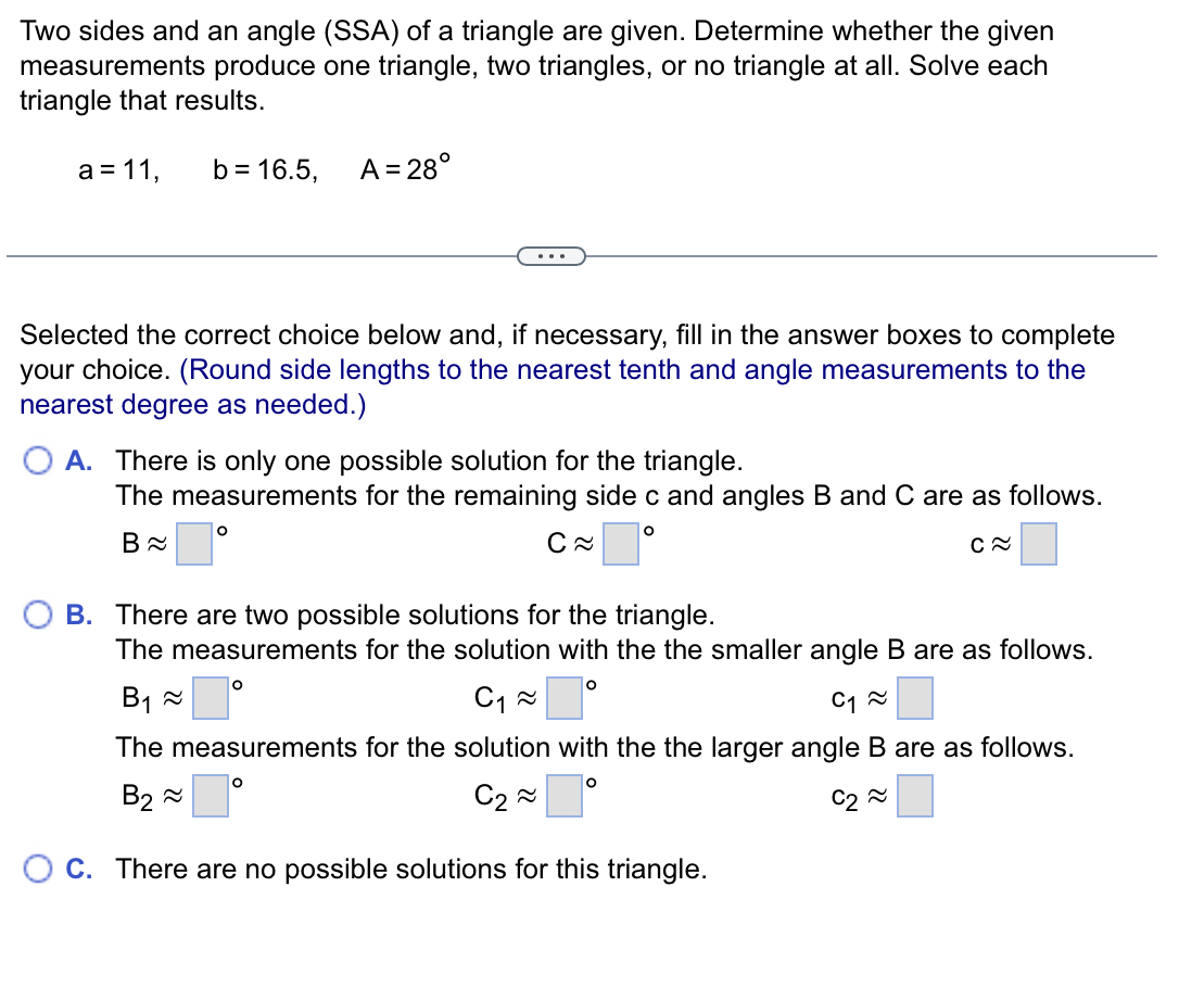 Solved Two sides and an angle (SSA) ﻿of a triangle are | Chegg.com
