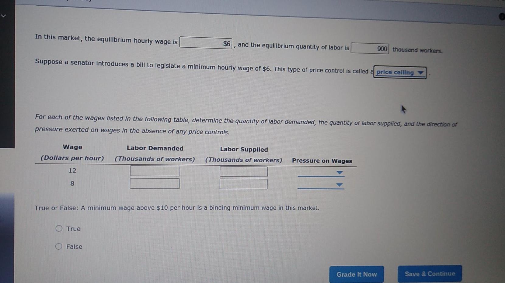 Solved In this market, the equilibrium hourly wage is $6 and | Chegg.com