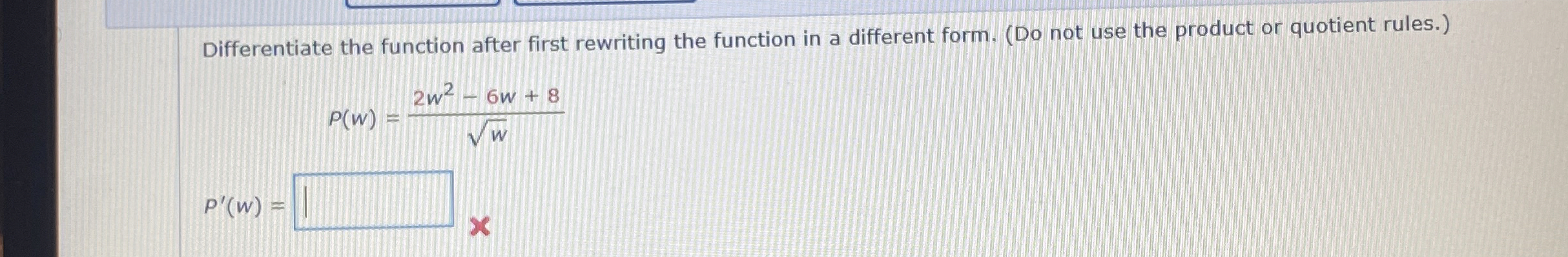 Solved Differentiate the function after first rewriting the | Chegg.com