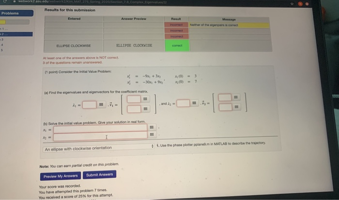 Solved webwork2.asu.edu webwork2 km MAI 275 sonna 2020 | Chegg.com