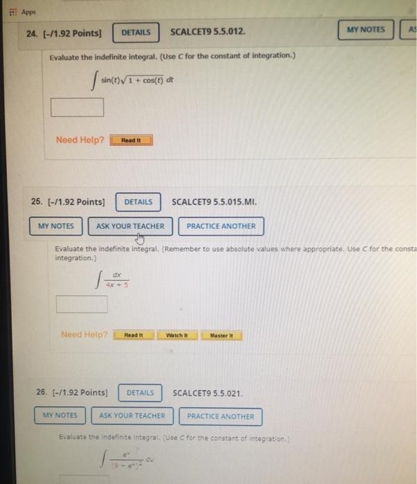 Solved 9. [0/1.92 Points) DETAILS PREVIOUS ANSWERS SCALCET9 | Chegg.com