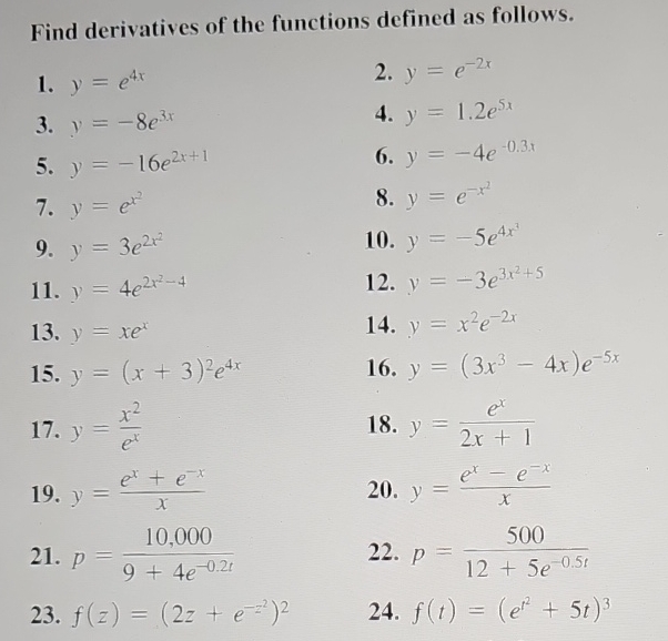 Solved Find derivatives of the functions defined as | Chegg.com
