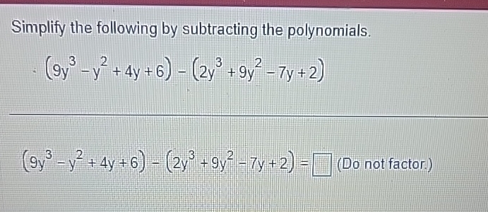 Solved Simplify the following by subtracting the | Chegg.com