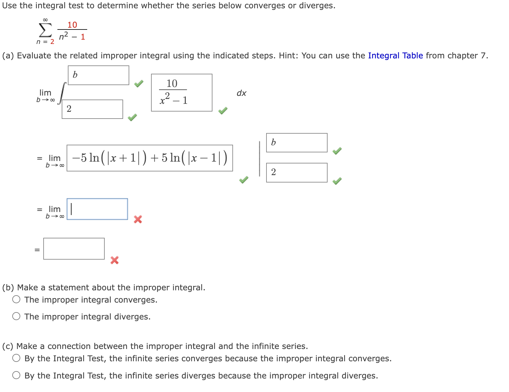 Solved Use the integral test to determine whether the series | Chegg.com