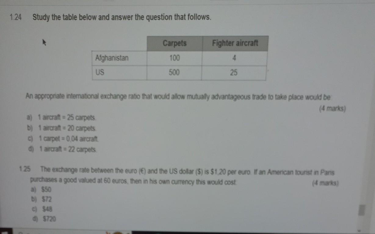 Solved 24 Study the table below and answer the question that | Chegg.com