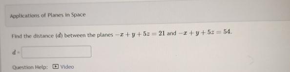 Solved Applications of Planes in SpaceFind the distance (d) | Chegg.com