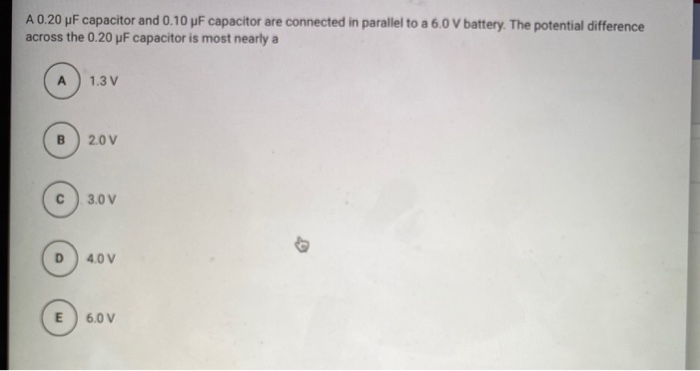Solved A 0.20 pF capacitor and 0.10 pF capacitor are | Chegg.com