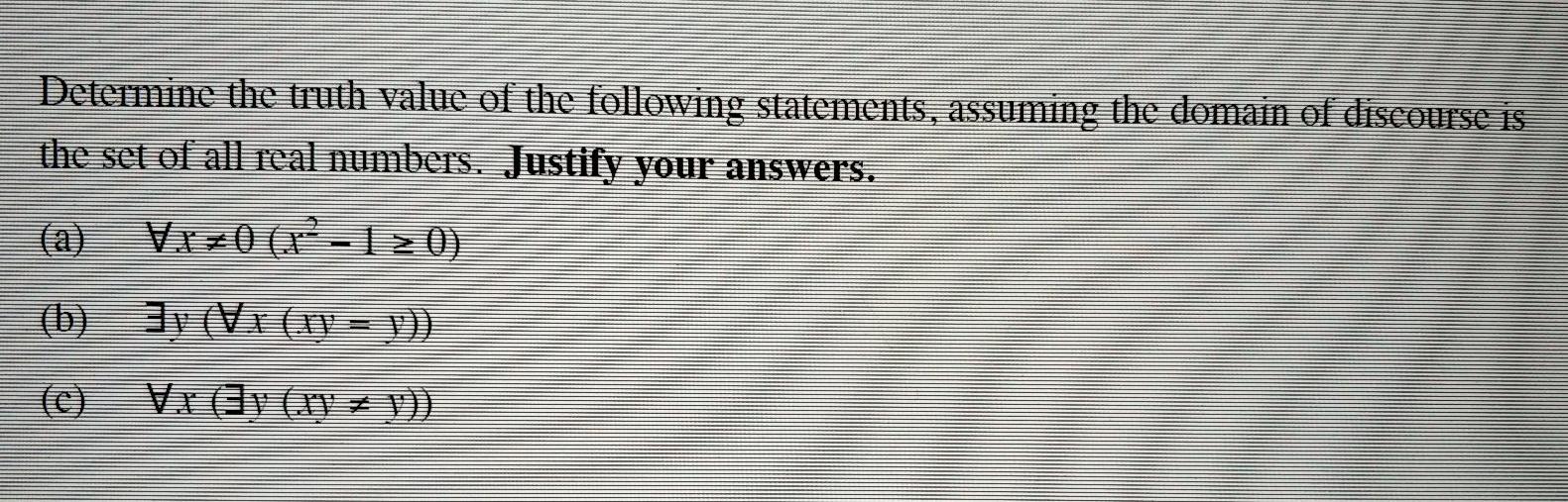 Solved Determine the truth value of the following | Chegg.com