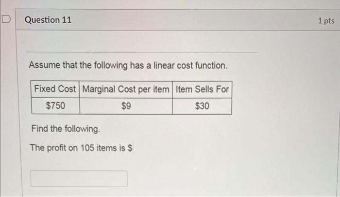 Solved Assume That The Following Has A Linear Cost Function
