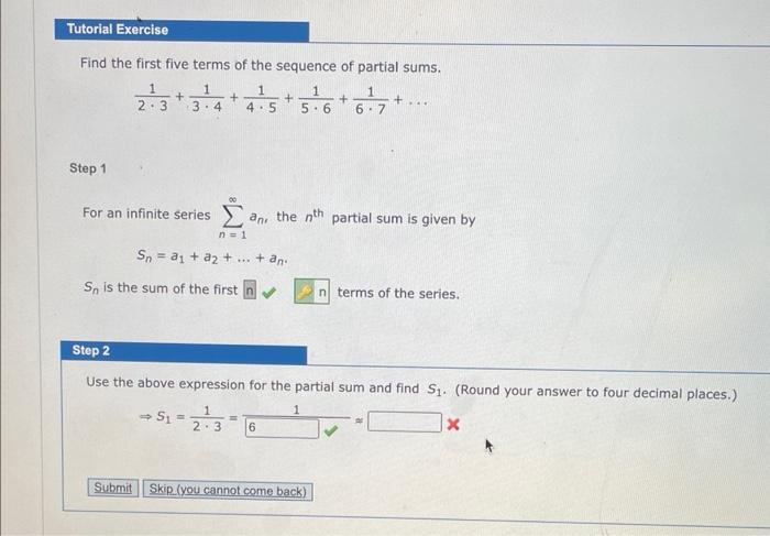 Solved Find the first five terms of the sequence of partial | Chegg.com