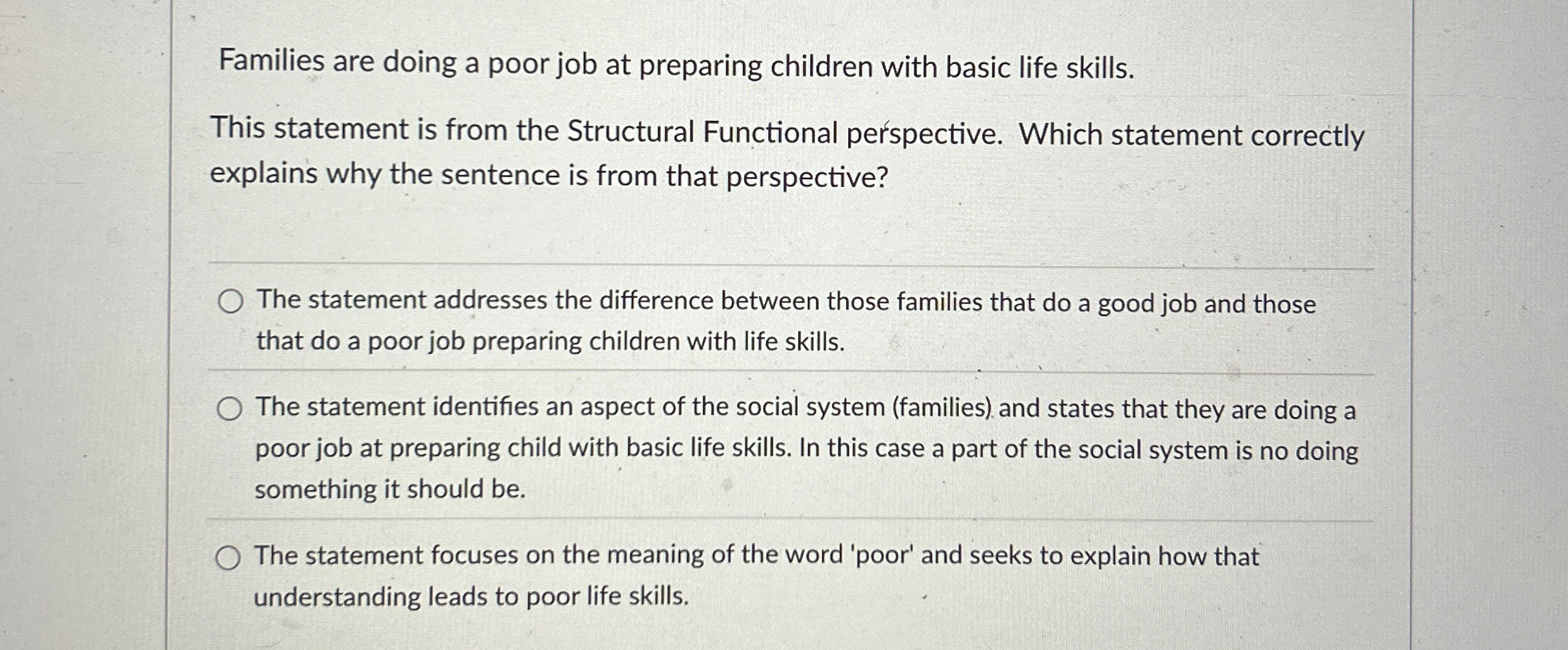 Solved Families are doing a poor job at preparing children | Chegg.com