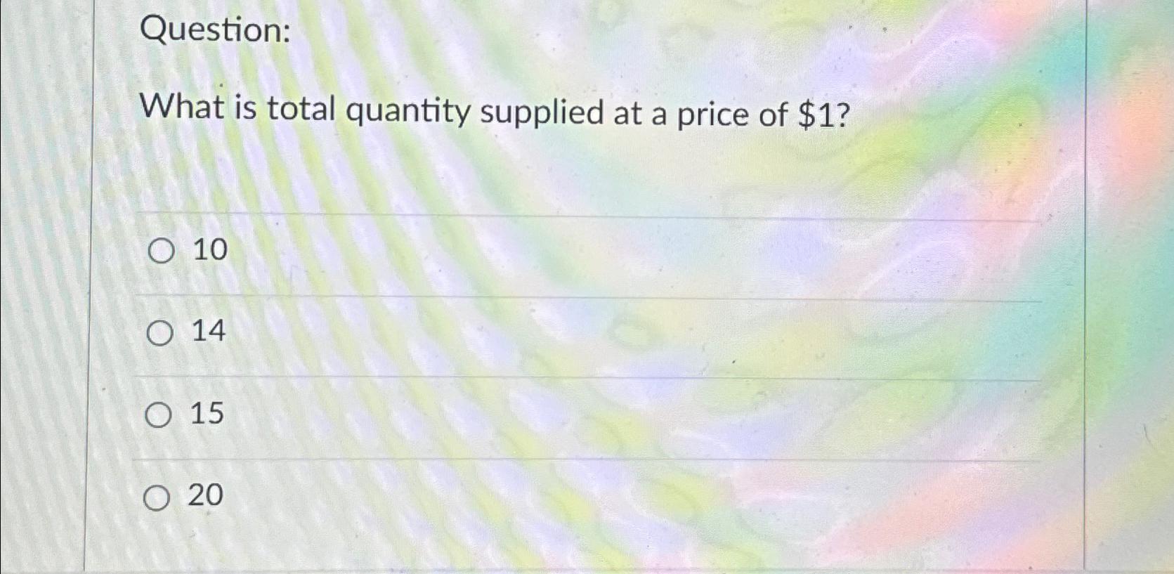 Solved Question:What is total quantity supplied at a price | Chegg.com