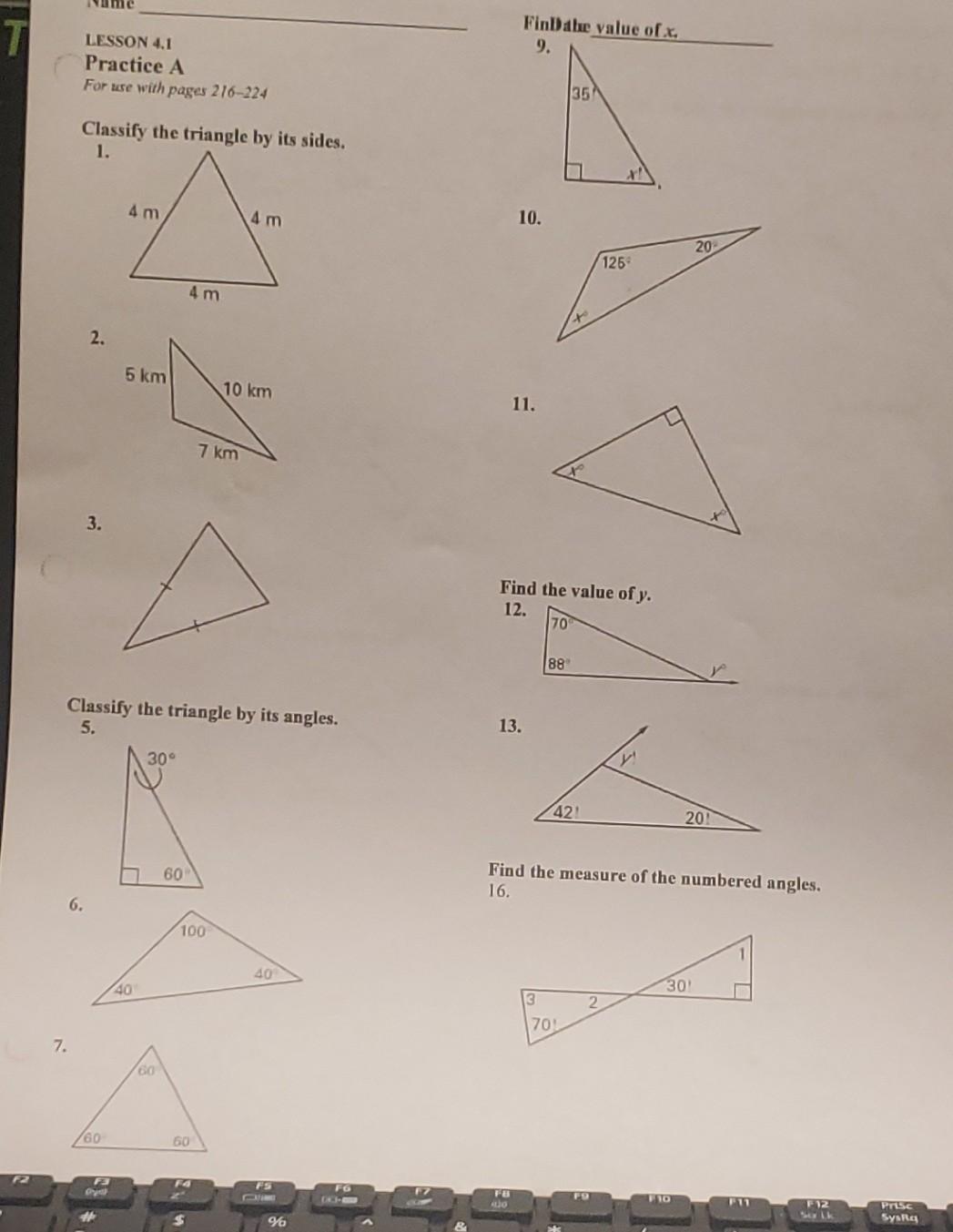 Solved LESSON 4.1 Finbathe value of x. Practice A For use | Chegg.com