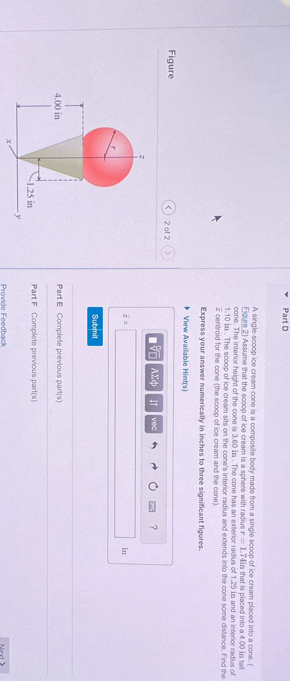 Solved A single-scoop ice cream cone is a composite body | Chegg.com