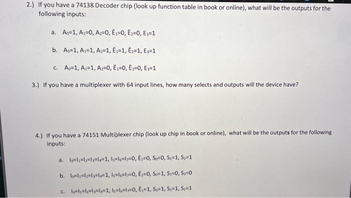 Solved 2.) If you have a 74138 Decoder chip (look up | Chegg.com