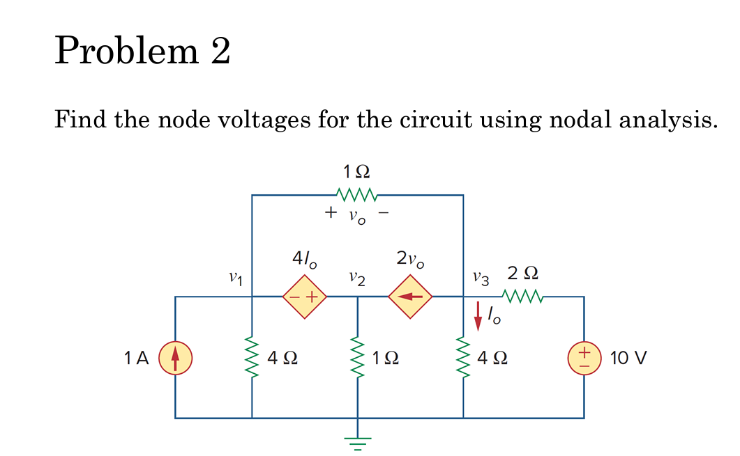 Solved Problem 2Find the node voltages for the circuit using | Chegg.com